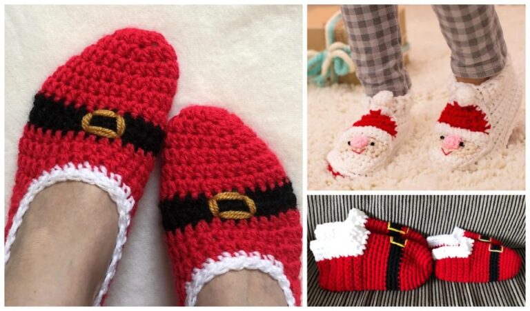 Santa Slippers for Everyone Free Crochet Patterns - Crochet And Me